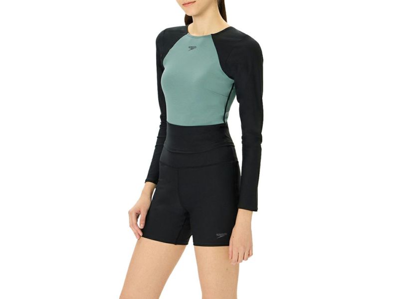 スピード speedo MINIMUM L/S ミニマムロングスリーブ レディース グリーン 緑 水泳 スイム フィットネス 水着 ...